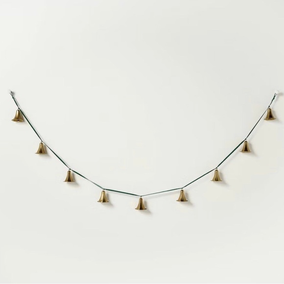 Hearth & Hand | Holiday | Brass Bell Garland With Velvet Ribbon Hearth ...